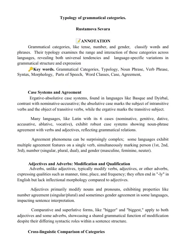 Typology of grammatical categories