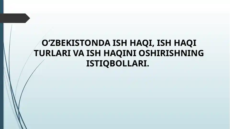Ish haqi va ish haqini oshirishning istiqbollari