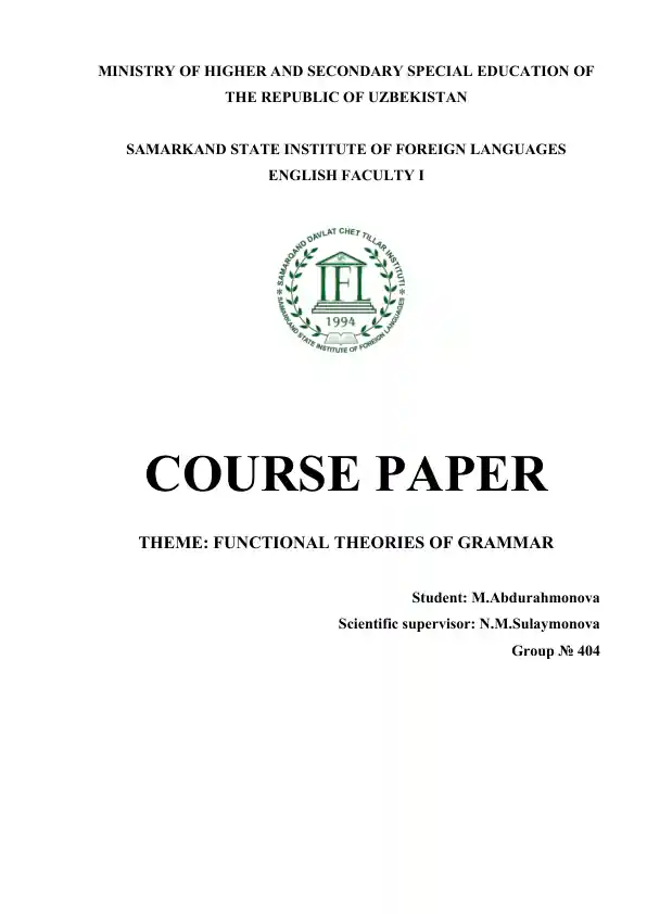 FUNCTIONAL THEORIES OF GRAMMAR