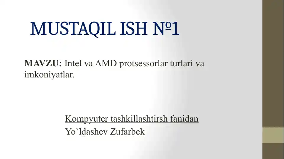 Intel va AMD protsessorlar turlari va imkoniyatlar