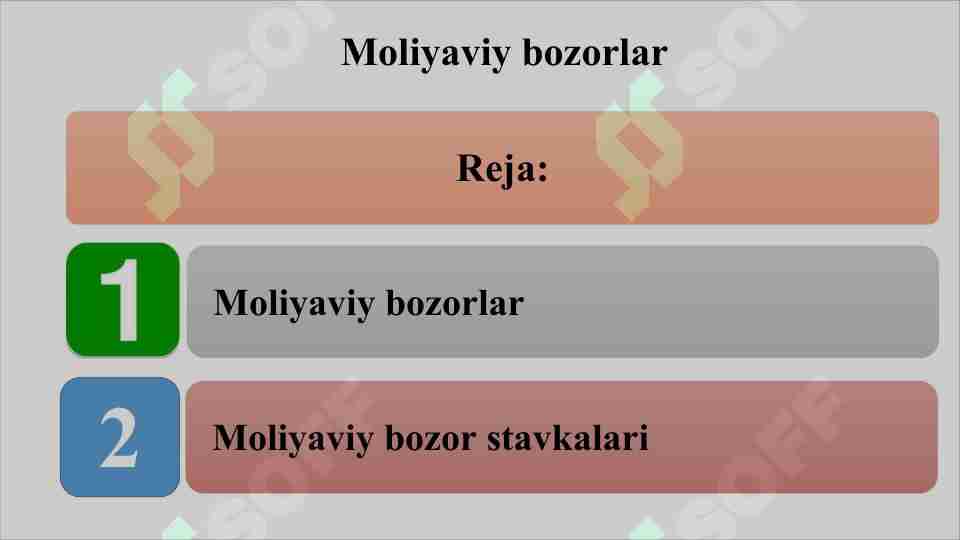 MOLIYA BOZORLARI