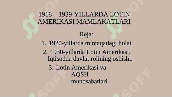 1918 – 1939-YILLARDA LOTIN AMERIKASI MAMLAKATLARI