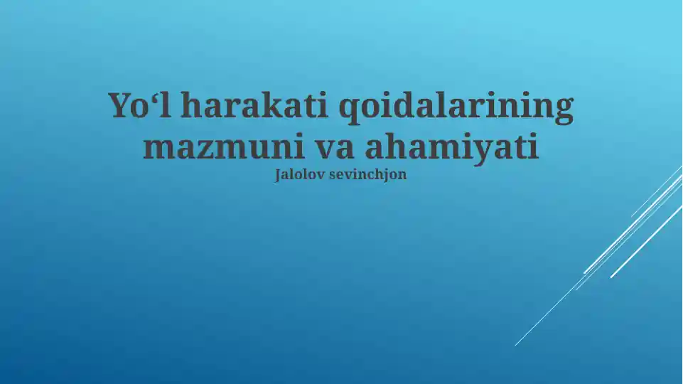 Yo'l harakati qoidalari test