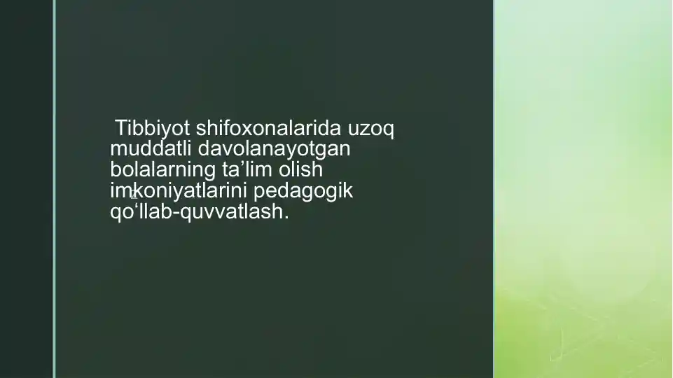 Davolash va profilaktika muassasalarida uzoq muddatli davolanayotgan ...