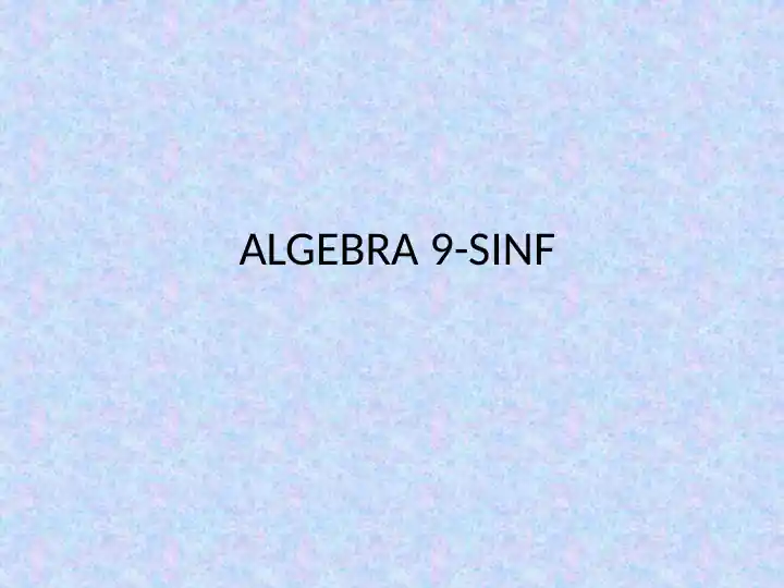 ALGEBRA 9-SINF