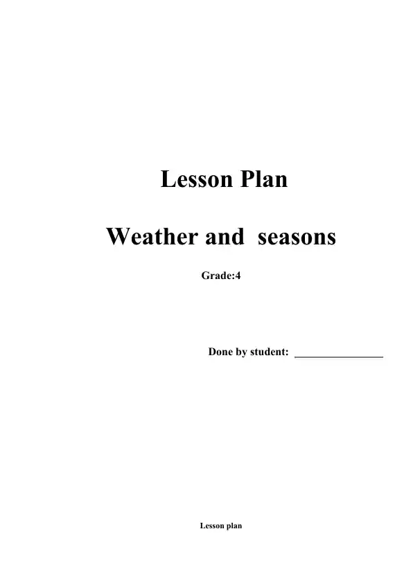 Lesson Plan: Weather and seasons for 4th Grade English