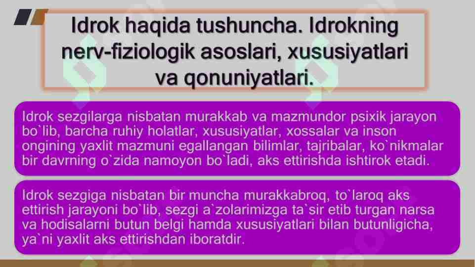 Idrok haqida tushuncha