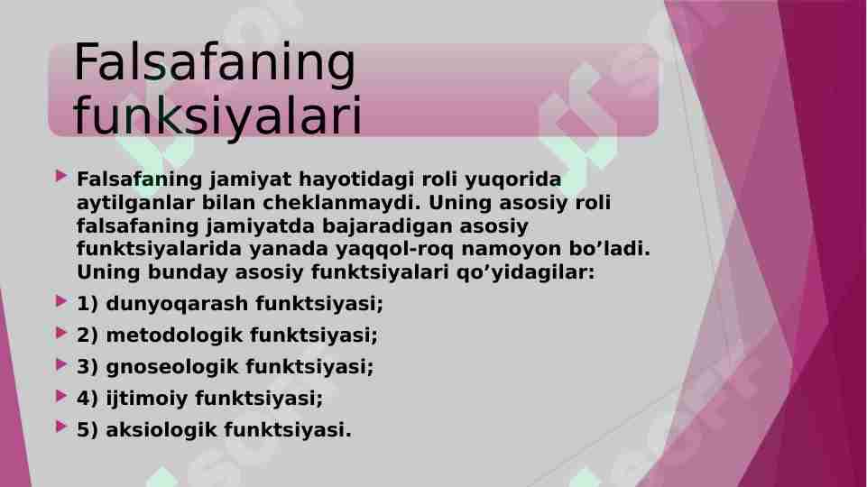 Falsafaning funksiyalari