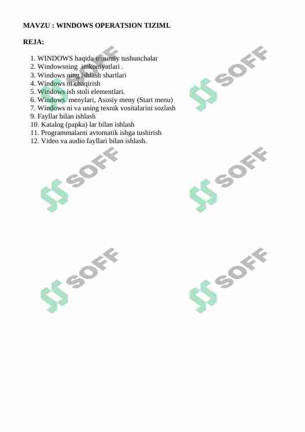 Windows operatsion tizimi.