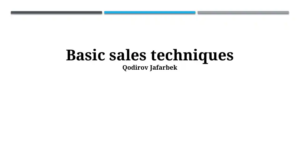 Basic sales techniques