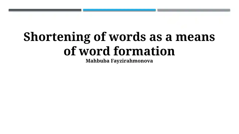 Shortening of words as a means of word formation