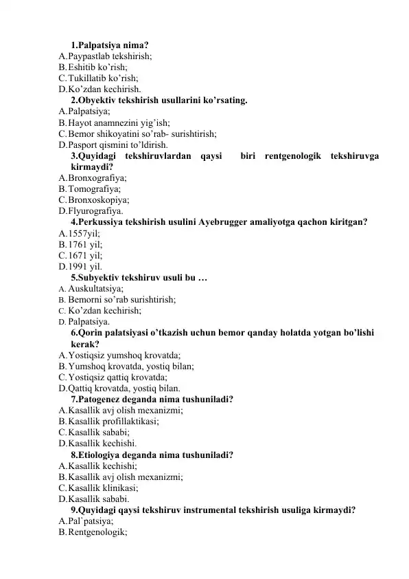 Perkussiya tеkshirish usuli