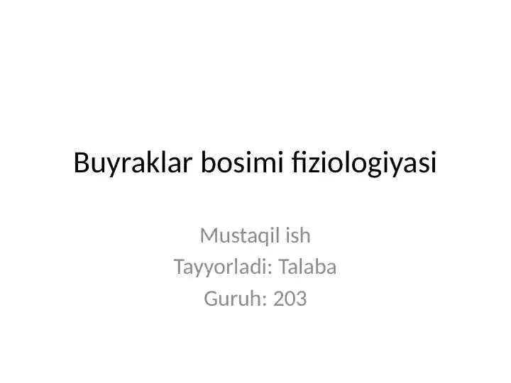 Buyraklar bosimi fiziologiyasi