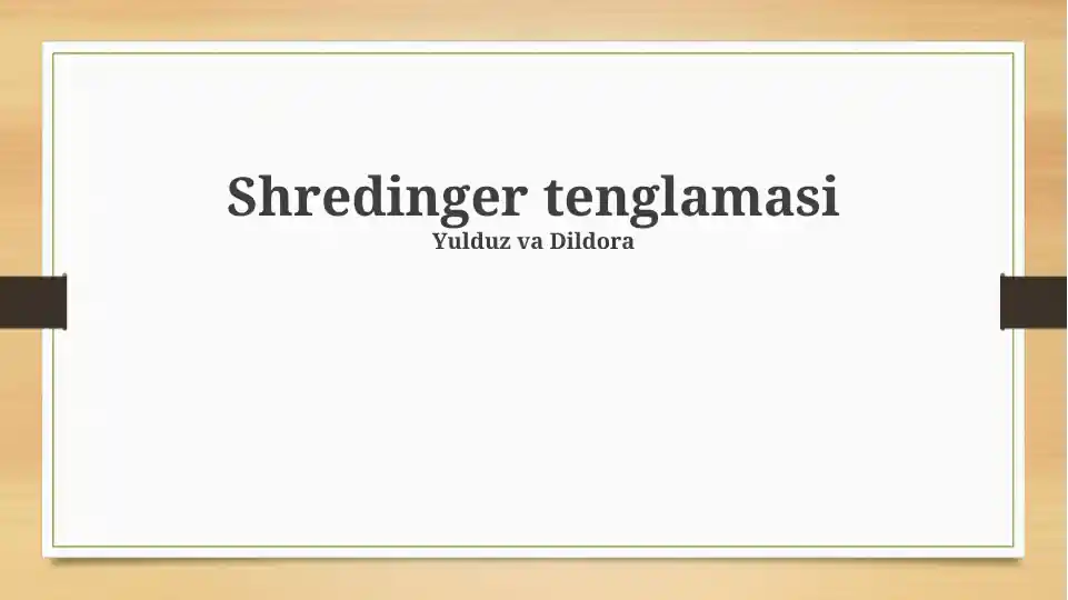 Shredinger tenglamasi