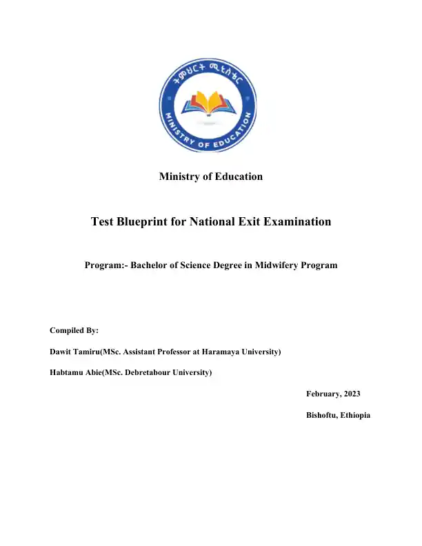 National Exit Examination Test Blueprint for Bachelor of Science Degree ...