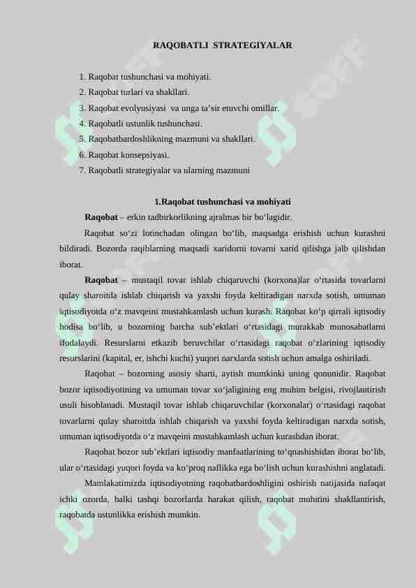 RAQOBATLI STRATEGIYALAR