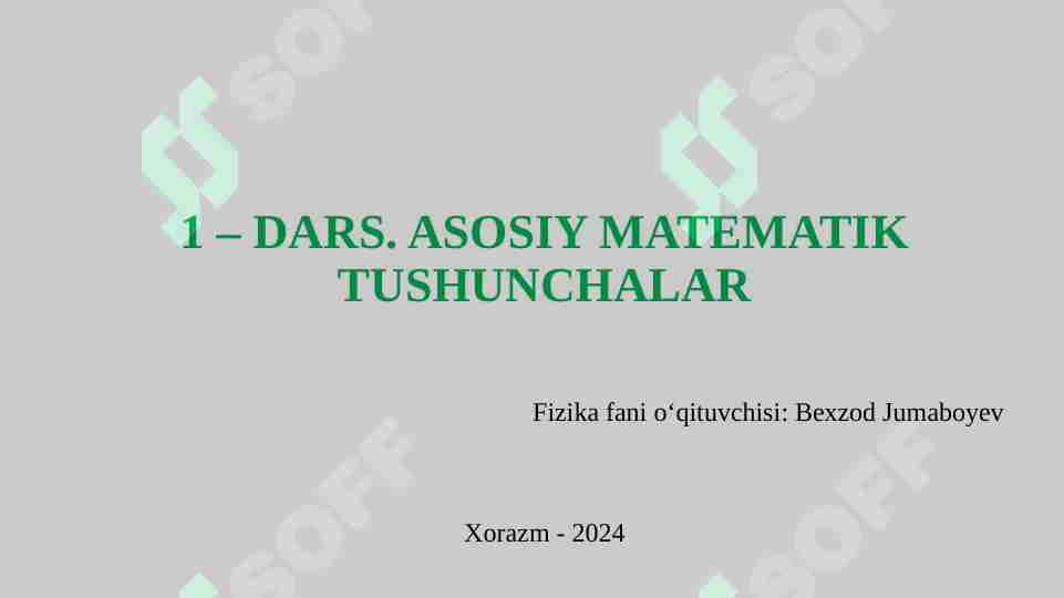 ASOSIY MATEMATIK TUSHUNCHALAR