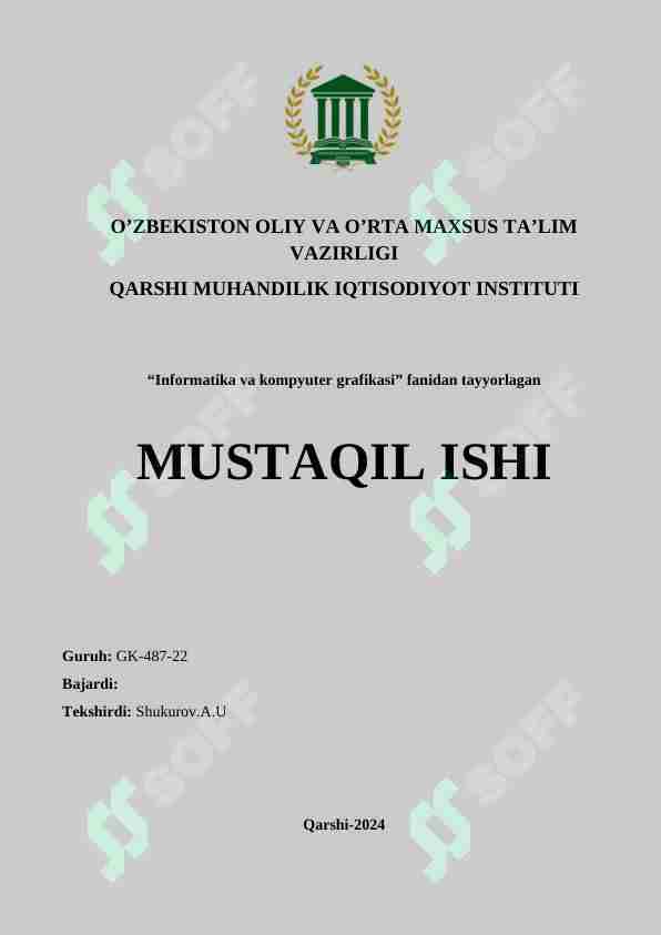 Adobe photoshop dasturida filtrlar bilan ishlash imkoniyatlari