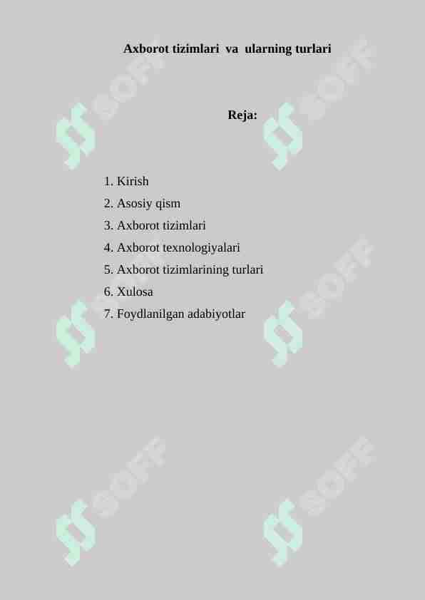 Axborot tizimlari va ularning turlari