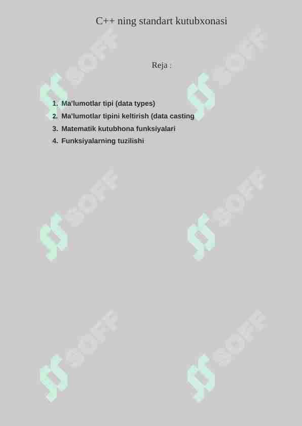 C++ ning standart kutubxonasi