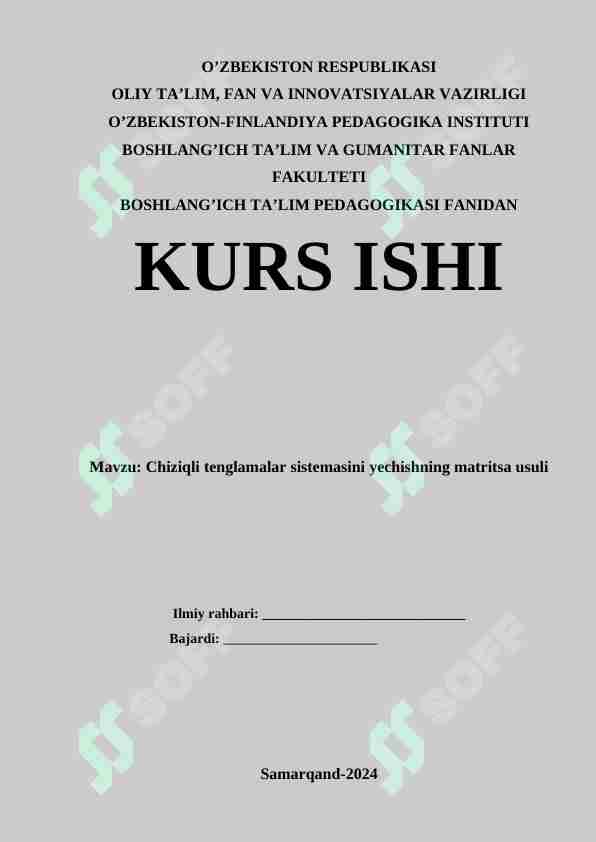 Chiziqli tenglamalar sistemasini yechishning matritsa usuli