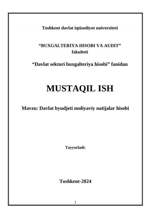 Davlat byudjeti moliyaviy natijalar hisobi