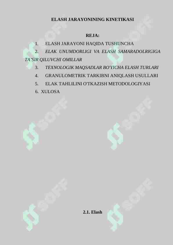 ELASH JARAYONINING KINETIKASI