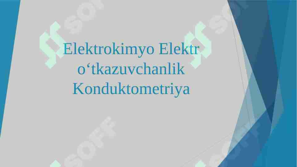 Elektrokimyo Elektr oʻtkazuvchanlik Konduktometriya