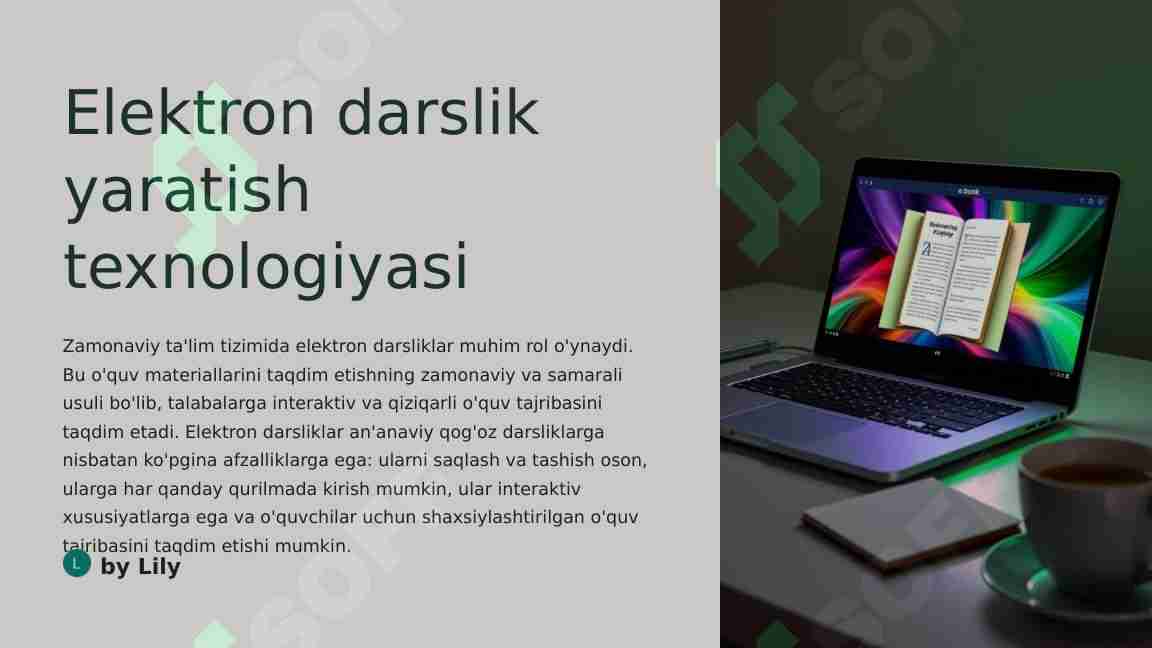 Elektronbdarslik yaratish texnologiyasi