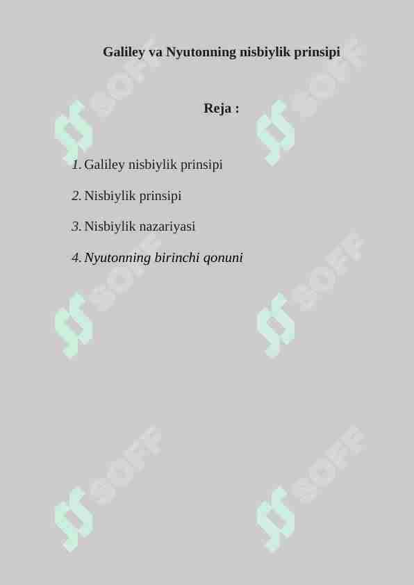 Galiley va Nyutonning nisbiylik prinsipi