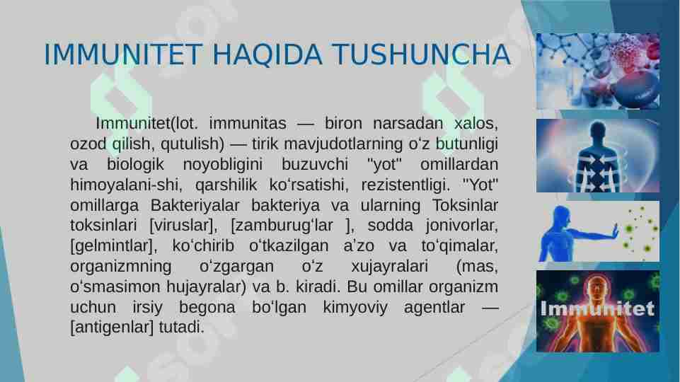 IMMUNITET HAQIDA TUSHUNCHA