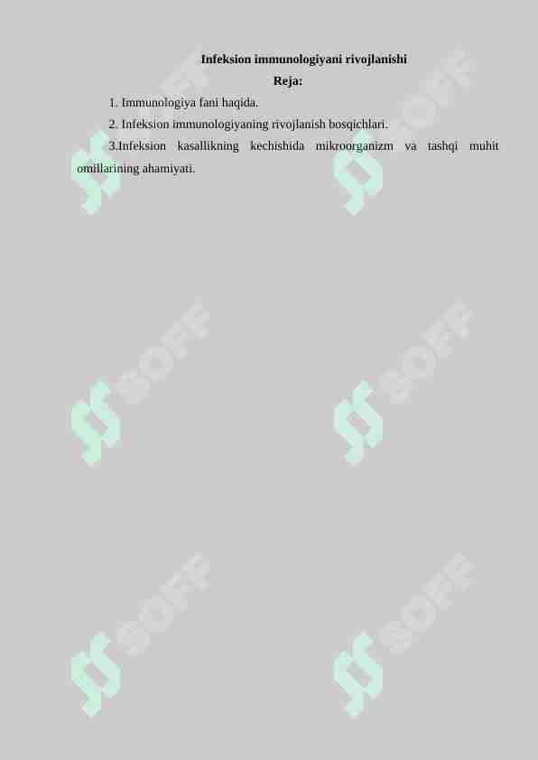 Infeksion immunologiyani rivojlanishi