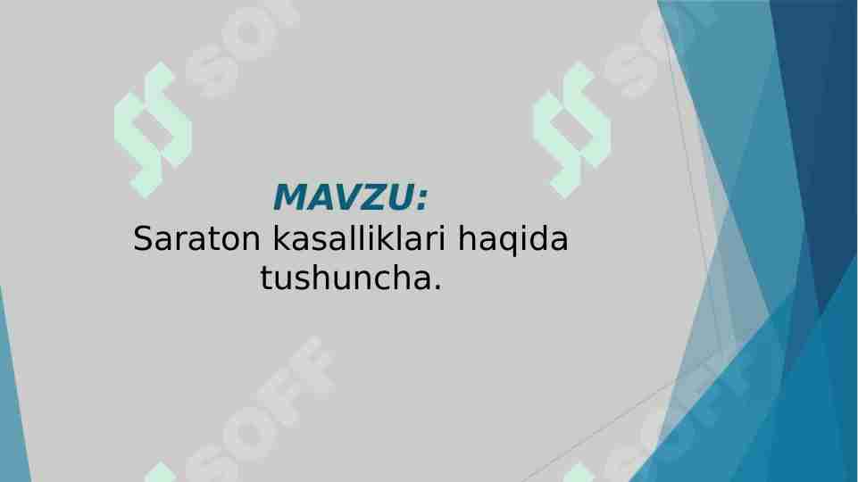 Saraton kasalliklari haqida tushuncha