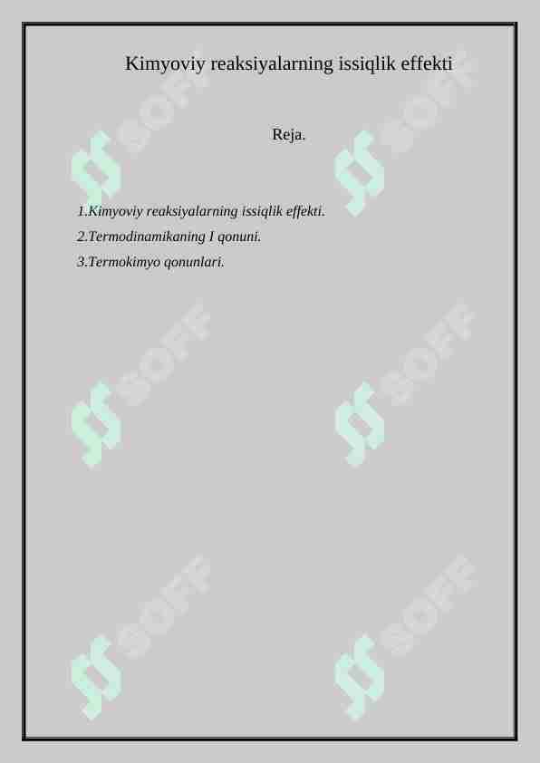 Kimyoviy reaksiyalarning issiqlik effekti (termokimyo)