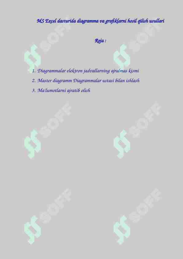 MS Excel dasturida diagramma va grafiklarni hosil qilish usullari