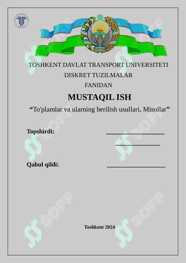 To'plamlar va ularning berilish usullari. Misollar