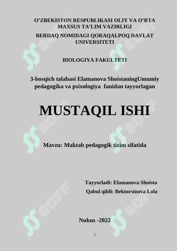 Maktab pedagogik tizim sifatida