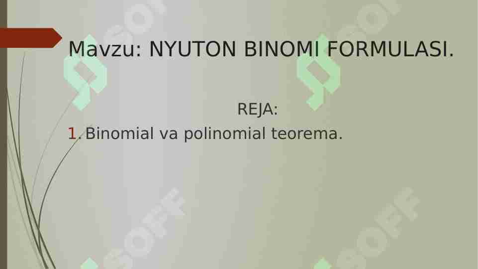 NYUTON BINOMI FORMULASI