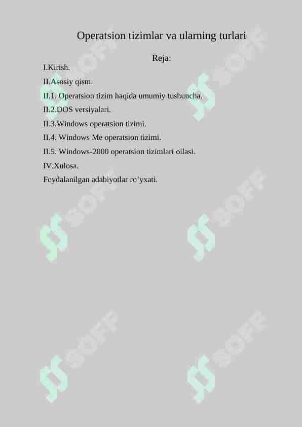 Operatsion tizimlar va ularning turlari