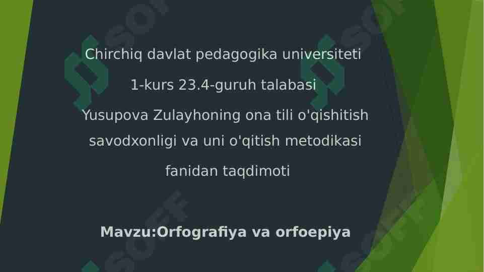 Orfografiya va orfoepiya