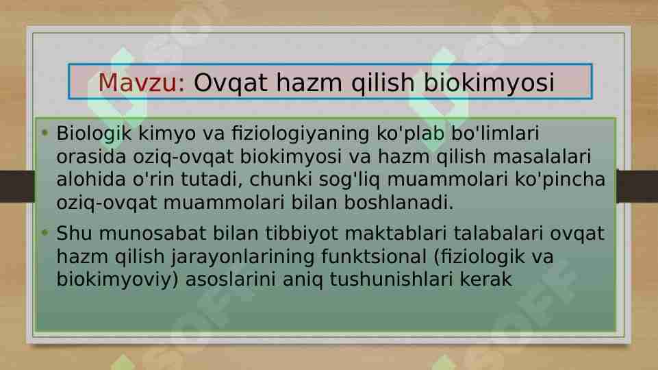 Ovqat hazm qilish biokimyosi