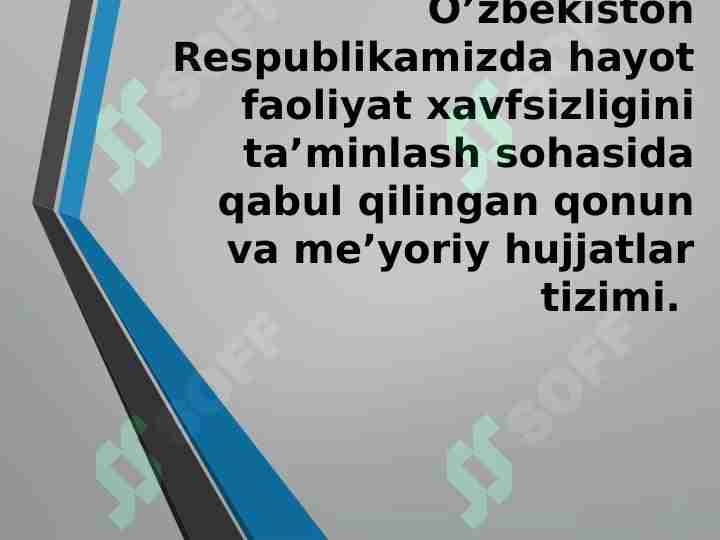 O’zbekiston Respublikamizda hayot faoliyat xavfsizligini ta’minlash ...