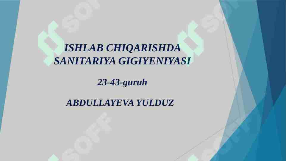 Oziq-ovqat sanoati korxonalarida sanitariya nazoratini amalga oshirish ...