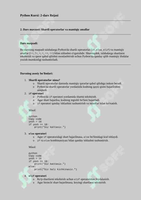 Python Kursi - 2-dars