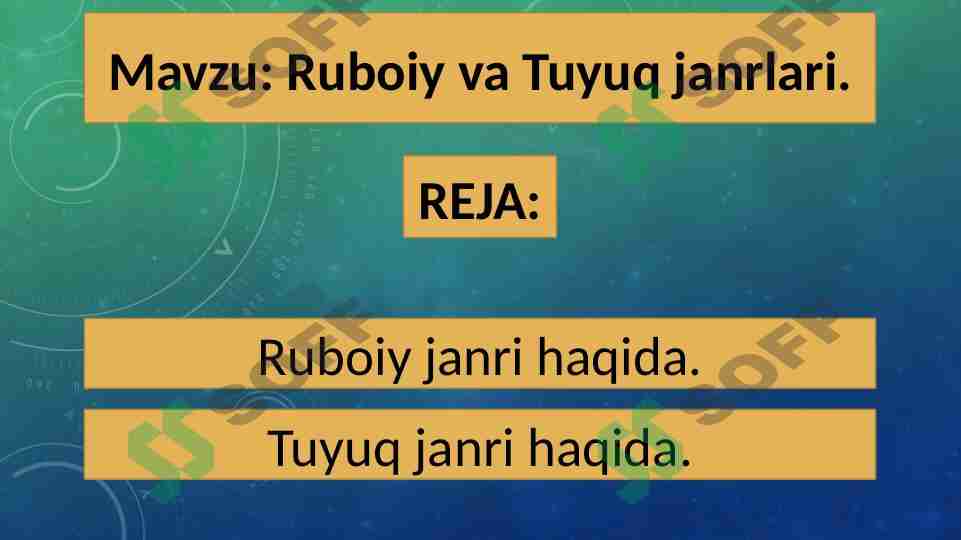 Ruboiy va Tuyuq janrlari haqida tushuncha