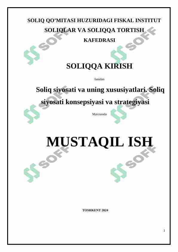 Soliq siyosati va uning xususiyatlari. Soliq siyosati konsepsiyasi va ...