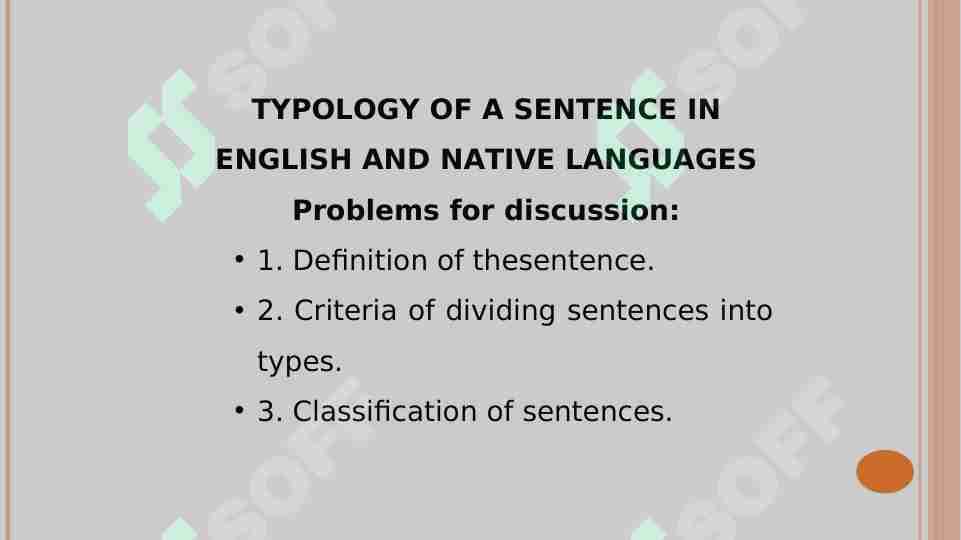 TYPOLOGY OF A SENTENCE IN ENGLISH AND NATIVE LANGUAGES