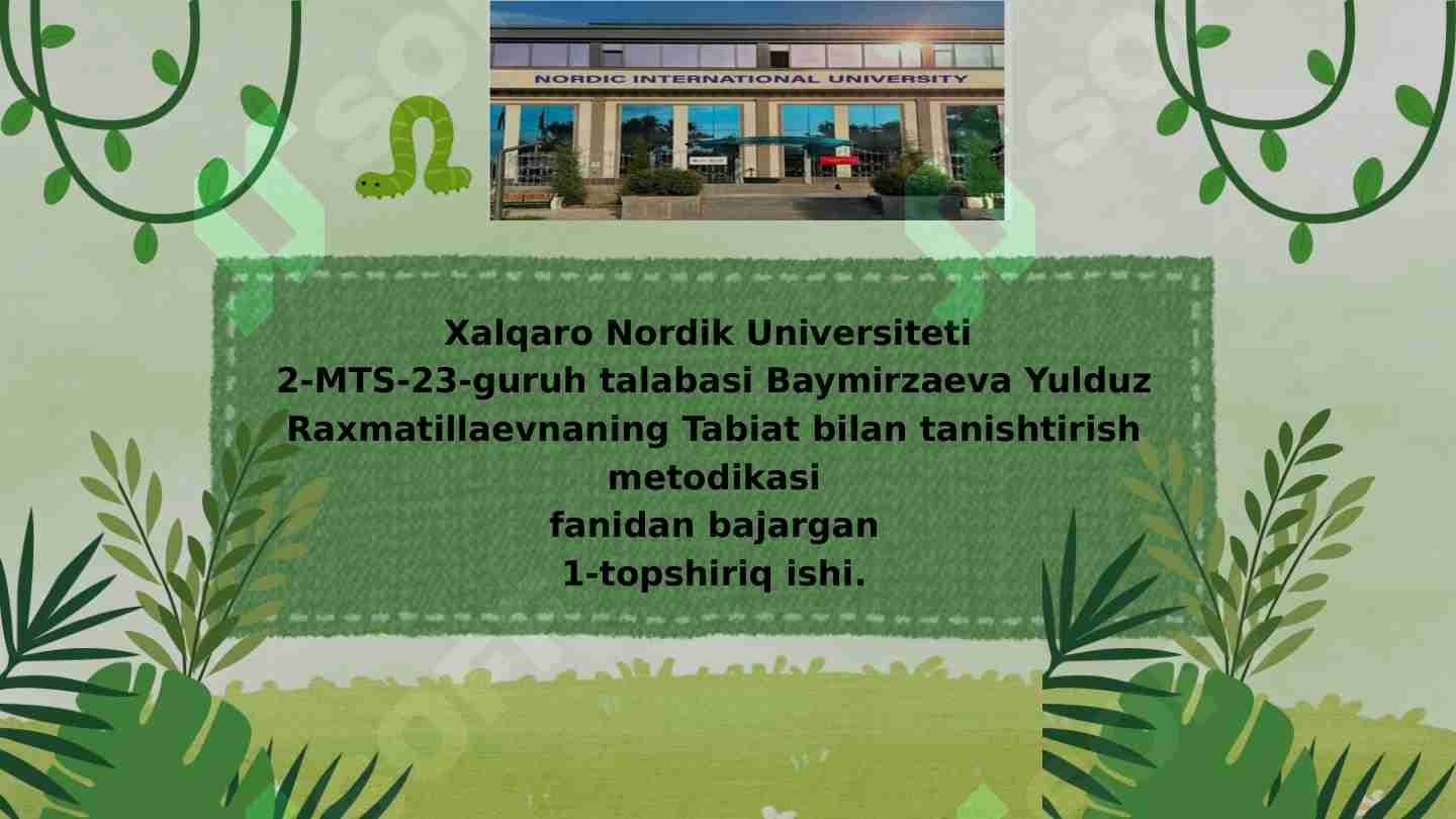 Tabiyat burchagidagi navbatchilik va uning mazmuni