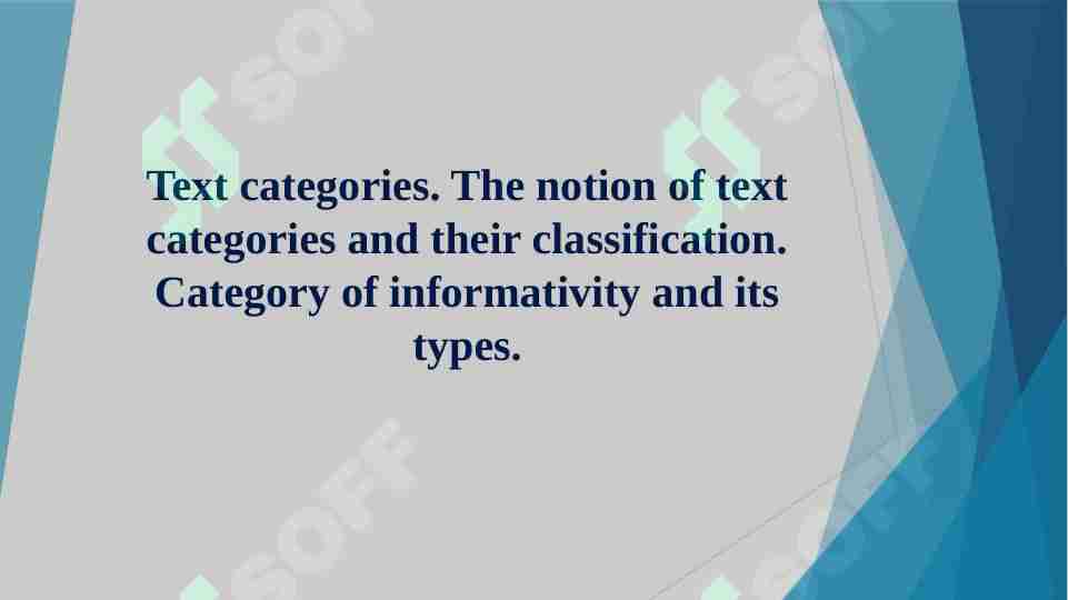 Text categories. The notion of text categories and their classification ...