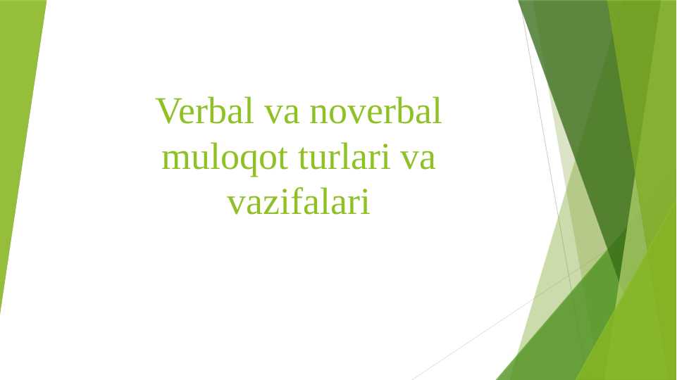 Verbal va noverbal muloqot turlari va vazifalari